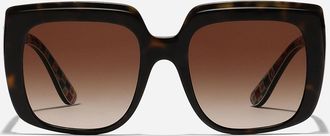 Dolce & Gabbana Sonnenbrille New Print - Frau Sonnenbrillen Schwarz Auf Leoprint Onesize