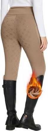 Baleaf Pantalon d&eacute;quitation Thermique pour Femme avec Doublure en Polaire et Poches arri&egrave;re Cacao Brun XXL