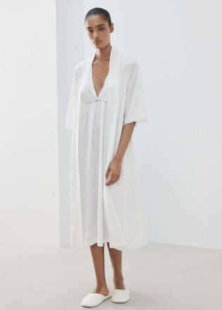 Mango Nuisette coton dentelle blanc - Femme - S - MANGO