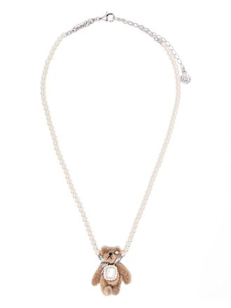 Yvmin collier à pendentif ourson - Blanc