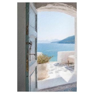 artboxONE Poster 60x40 cm Natur Blaue griechische T&uuml;r E hochwertiger Design Kunstdruck - Bild blau Balkon blau