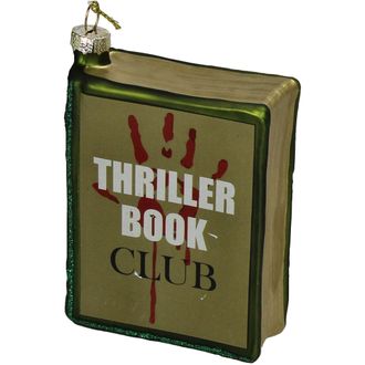 HD Collection Christbaumschmuck Glas 10cm - Buch Thriller Figur zum Aufh&auml;ngen - handbemalt & mit Glitzer - Weihnachtsbaum Anh&auml;nger f&uuml;r Weihnachten - Christbaumanh&auml;n