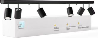 Lightbox Deckenlampe LED 6 flammig | Decken-Strahler mit schwenkbaren Spots | Lampe für Wohnzimmer, Küche oder Schlafzimmer (innen) | 6 x GU10 Fassung | aus Me