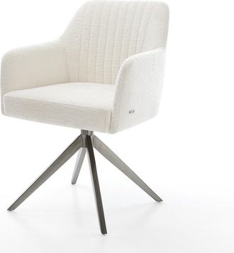 DELIFE Drehstuhl Greg-Flex Boucl&eacute; Soft Beige Kreuzgestell breit Graphit 360&deg; drehbar Wippfunktion Taschenfederkern, Esszimmerst&uuml;hle