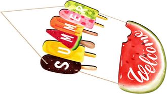 Garneck Holz Sommerschild Hängende Türdekoration Willkommensschild Wassermelone Motiv Sommerparty Indoor Outdoor