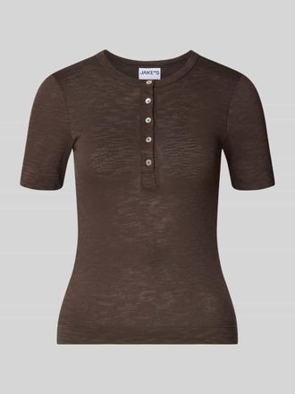 Jake*s Casual T-Shirt mit Rundhalsausschnitt und Knopfleiste