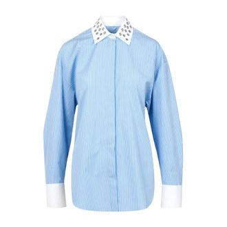 Msgm Gestreiftes Baumwollhemd - - Blouses & Shirts - Damen - Blau - M