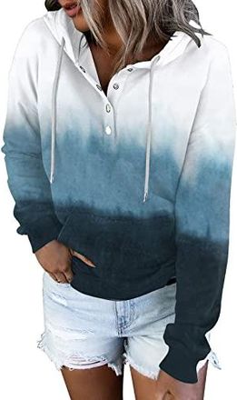 Generic Sweat &agrave; capuche pour femme - Couleur imprim&eacute;e - Mode - T-shirt &agrave; manches longues - D&eacute;contract&eacute; - Fermeture &eacute;clair - Avec poche - Loisirs - Sport - T-s