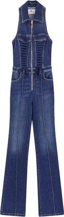 Elisabetta Franchi Femme, Combinaisons et Ensembles, Bleu, Taille: 44 FR Sleeveless Denim Jumpsuit