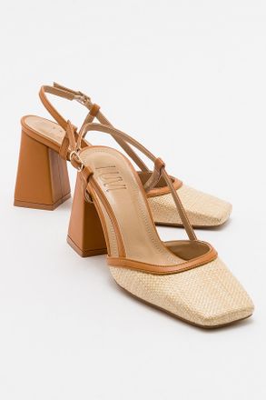 Prologue Rivie Raffia Blockabsatz-Pumps mit eckiger Zehenpartie (Damen)