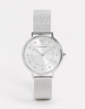 Emporio Armani AR11128 Kappa - Montre &agrave; bracelet maille - Argent&eacute;