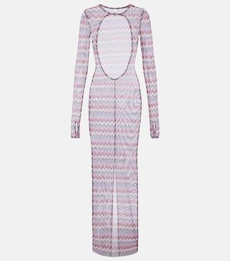 Bananhot Robe longue Renne en coton &agrave; chevrons