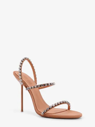 PARIS TEXAS Womens Lidia Satin Sandals With Crystal Detail Beige Satin-Leather Satin/leather