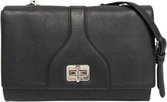 Prada Sac bandouli&egrave;re Pre-owned &agrave; double rabat et cha&icirc;ne - Femme - Pre-owned - Noir - Taille: ONE Size