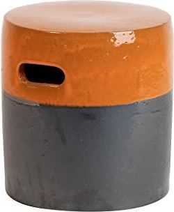 Adda Home Beistelltisch/Hocker, steinzeug, Orange/Grau, 38X38X42CM