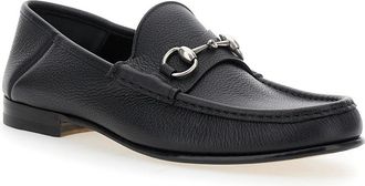 Gucci Mens Black Loafers With Horsebit Detail Calf