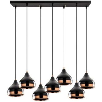 Opviq [NEUWERTIG] B-Ware Opviq H&auml;ngeleuchte Pendelleuchte Yildo 6894 Schwarz Kupfer Metall 7 Flammig