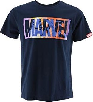 MARVEL T-Shirt pour Homme, T-Shirt en Coton Doux, T-Shirt à Manches Courtes pour Adultes et Adolescents (as4, Alpha, x_l, Regular, Regular, Bleu Marine)
