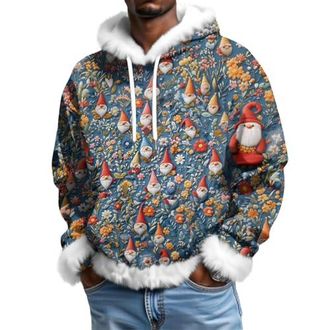 Generic Sweat à capuche de Noël pour homme avec motif flocon de neige et bordure en fourrure synthétique - Pull à manches longues pour les loisirs et le quoti