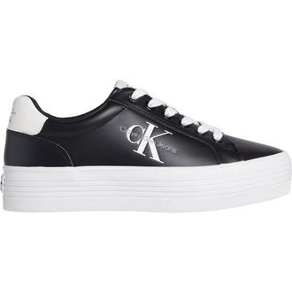 Calvin Klein Jeans Women Vulc Flatform Laceup LTH, Black/Bright White, 39 EU