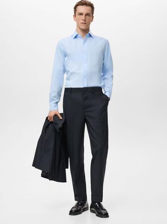 Mango Slim Fit-Hemd aus 100 % Baumwolle himmelblau - Herren - XL - MANGO MAN