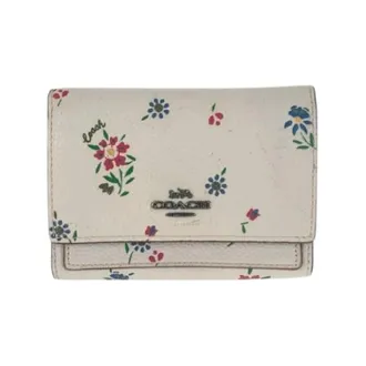 Coach Pre-owned Medium Flap Wallet Flower Leder Geldb&ouml;rse - - Pre-owned - Damen - Wei&szlig; - ONE SIZE