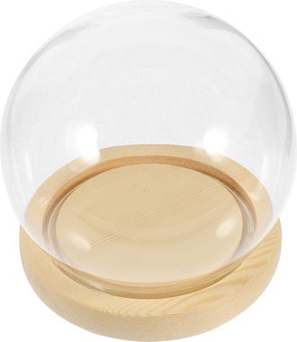 Cabilock Glaskuppel mit Holzsockel Stabile Glasvitrine f&uuml;r Pflanzen Blumen und Dekoration Staubgesch&uuml;tzt Vielseitig Einsetzbar f&uuml;r Weihnachten Halloween Hochze