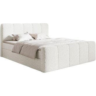 Selsey Cloudy ii - Boxspringbett 160x200 cm, mit Bettk&auml;sten und Topper, Boucl&eacute; Creme - Selsey