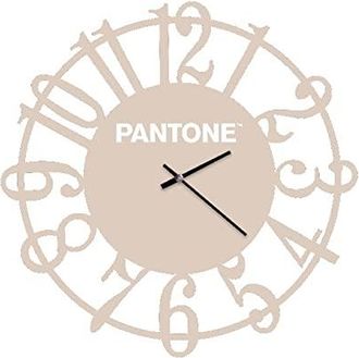 Homemania Runde Wanduhr für Wohnzimmer, Küche, Büro, sandweißes Metall, 40 x 0,15 x 40 cm, Maße: L 40 x P 0,15 x A40 cm, 0,8 kg