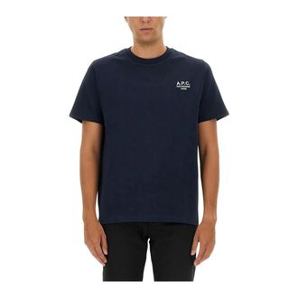 A.P.C. Logo Baumwoll-T-Shirt - - Tops - Herren - Blau - 2XL