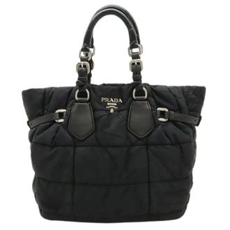 Prada Pre-owned Sac Cabas Logo en Nylon et Cuir Bn1583 - Femme - Pre-owned - Noir - Taille: ONE Size