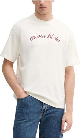 Calvin Klein Jeans Homme, Tops, Beige, Taille: XL SS Center Chain Stit T-Shirt