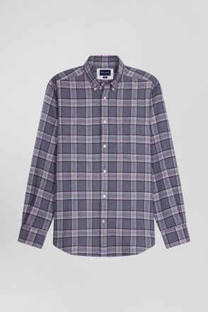 Eden Park Chemise &Agrave; Carreaux En Coton Gris Coupe Regular