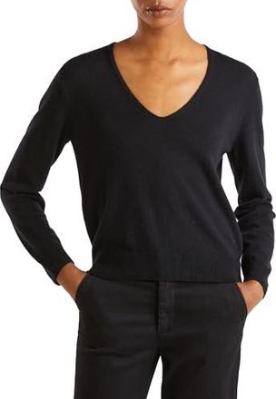 Benetton Maglia Scollo V M/L 1002d401y Sweater, Noir, S Femme