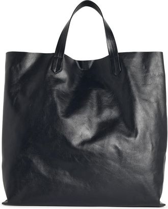 Jil Sander Sac Cabas Moyen Tape En Lear Au Tannage V&eacute;g&eacute;tal Noir