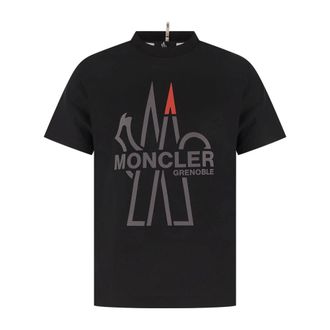 Moncler T-shirt en coton avec logo - Homme - Tops - Noir - Taille: L