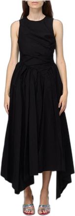 Msgm Msgm - Robe mi-longue en popeline - Femme - Robes - Noir - Taille: 38 FR