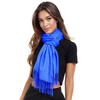 Glamexx24 Schal Damen Winterschal Gef&uuml;hl Langer Schal mit Fransen Baumwolle Warm Herbst Winter Unifarben Deckenschal und T&uuml;cher 200 x 74 cm