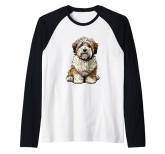 Whyitsme Design Rote und wei&szlig;e Havaneser-Hunde-Illustration Raglan