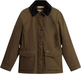 Woolrich Femme, Vestes, Vert, Taille: 40 FR Giacca in Ramar Cloth colletto in velluto