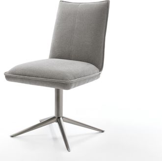 DELIFE Drehstuhl Lelio-Flex Strukturstoff Soft Grau Fußkreuz Graphit 360° drehbar Wippfunktion Taschenfederkern, Esszimmerstühle