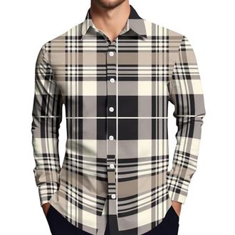 Generic Chemise &agrave; manches longues pour homme - Avec col classique et boutonni&egrave;re - En coton m&eacute;lang&eacute; - Pour la vie quotidienne, le bureau, les loisirs, Kaki (0