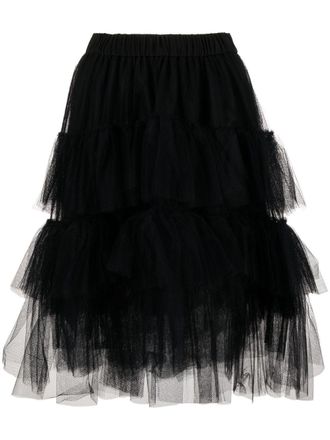 Simone Rocha jupe mi-longue &agrave; volants superpos&eacute;s - Noir