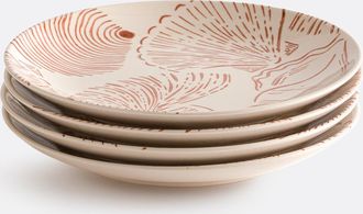 La Redoute Interieurs Lot De 4 Assiettes Plates En C&eacute;ramique Motif Coquillage Omana