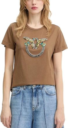 Pinko Pinko, Femme, Tops, Brun, Taille: 42 FR Quentin T-Shirt