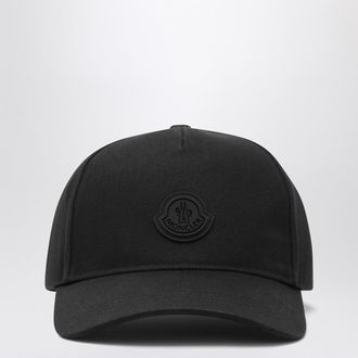 Moncler Schwarze Baseballkappe mit Logo-Patch