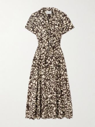 Cara Cara Asbury Midi-hemdblusenkleid Aus Bedruckter Baumwollpopeline Zum Binden - Mehrfarbig