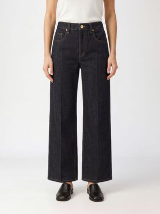 Brunello Cucinelli Jean cropped large &agrave; taille haute en denim avec monile