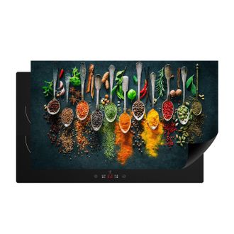 Decorwelt Herdabdeckplatte aus Kunststoff Induktionsmatte Herdabdeckmatte Abdeckung Ceranfeld Gew&uuml;rze Bunt 90x52 cm Abdeckplatte Ceranfeldabdeckung Antirutschma