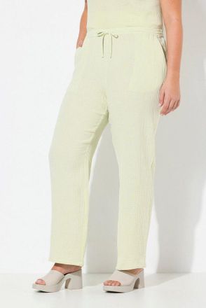 Ulla Popken Schlupfhose Musselin-Schlupfhose Rose weites Bein Elastikbund